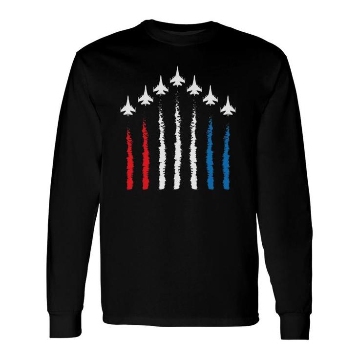 Fighter Jets Red White Blue 4Th July American Flag Long Sleeve T-Shirt ...