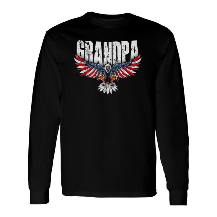 Grandpa Vintage Usa Flag Bald Eagle Patriotic 4Th Of July Long Sleeve T-Shirt - Seseable