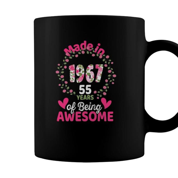 55 Years Old 55Th Birthday Born In 1967 Women Girls Floral Coffee Mug ...