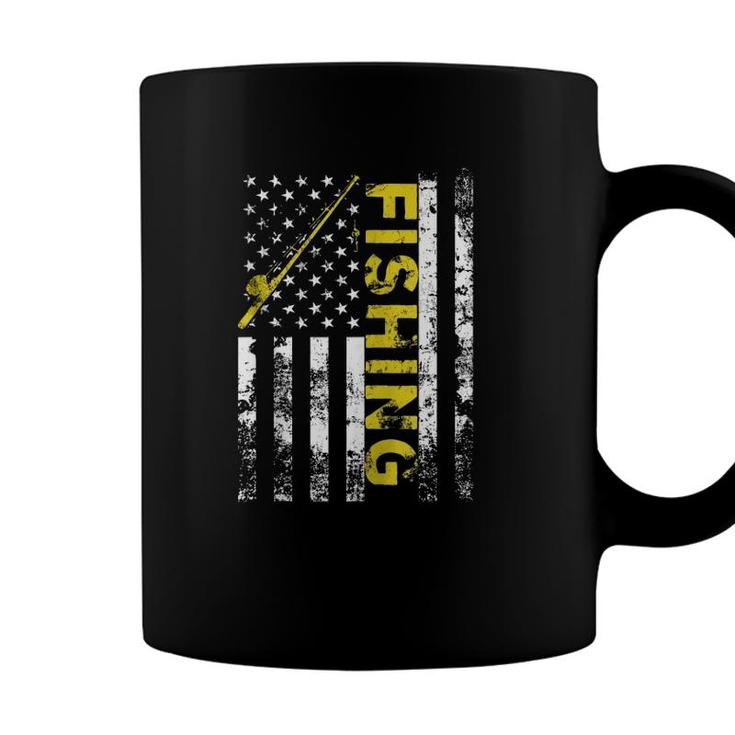 American Flag Fishing Rod Usa Patriotic Zip Coffee Mug - Seseable