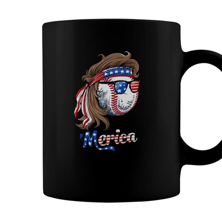 Baseball Mullet 4Th Of July American Flag Merica Fathers Day Coffee Mug ...