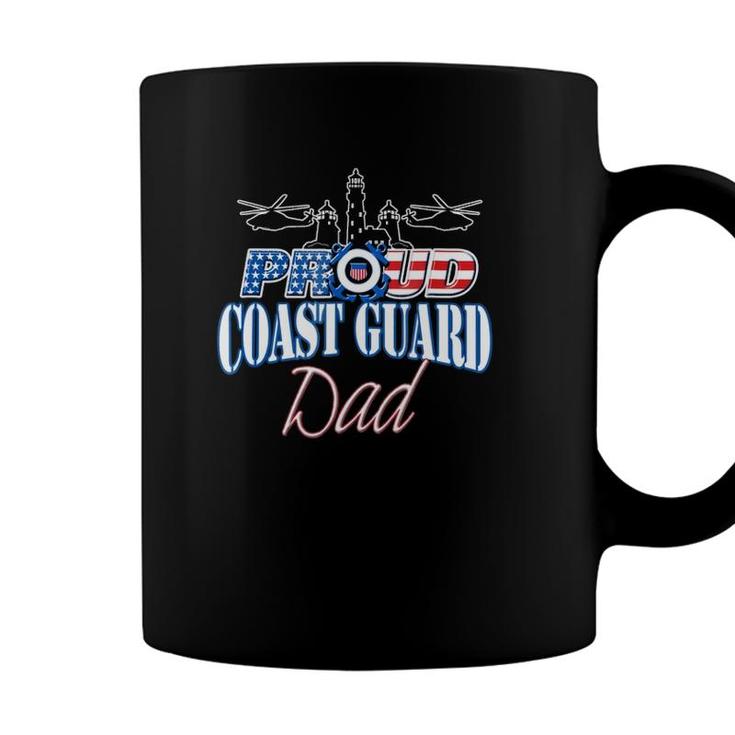 Coast Guard Dad Usa Flag Military Fathers Day Coffee Mug - Seseable