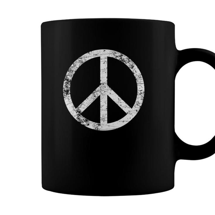 Distressed Peace Sign Retro Vintage Peace Symbol 70S Hippie Coffee Mug ...