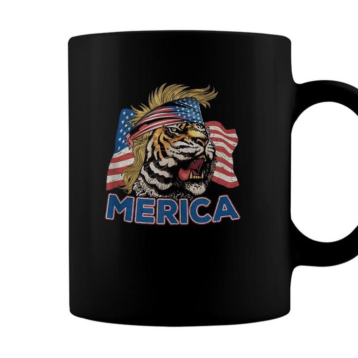Tiger Mullet Bandana 4Th Of July American Flag Merica Coffee Mug - Seseable