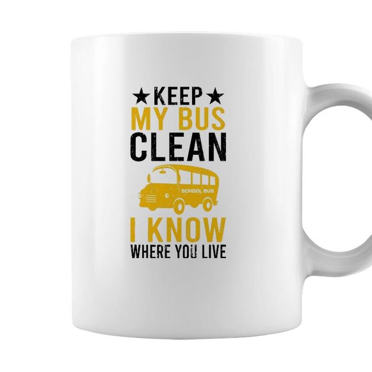 School Bus Driver Driving Bus Coffee Mug - Seseable