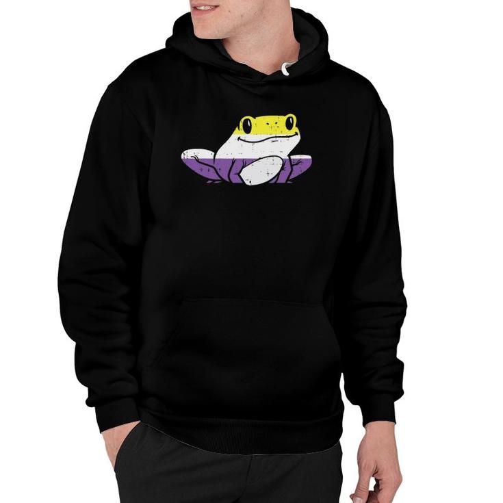 Frog Animal Lgbtq Non-Binary Flag Genderqueer Men Women Hoodie - Seseable