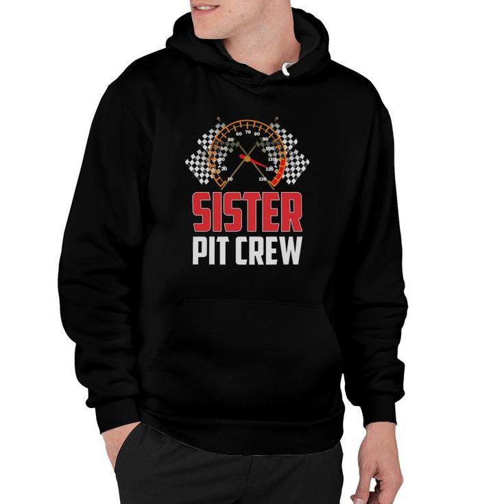 Sister Pit Crew Checkered Flag Hoodie | Mazezy