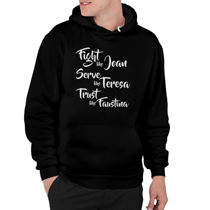Womens Catholic Saints Joan Teresa Faustina V-Neck Hoodie | Mazezy