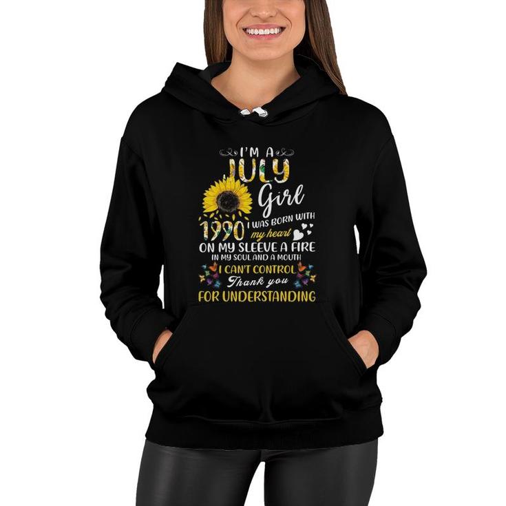 Im A July Girl 1990 31St Birthday Sunflower 31 Years Old Women Hoodie ...