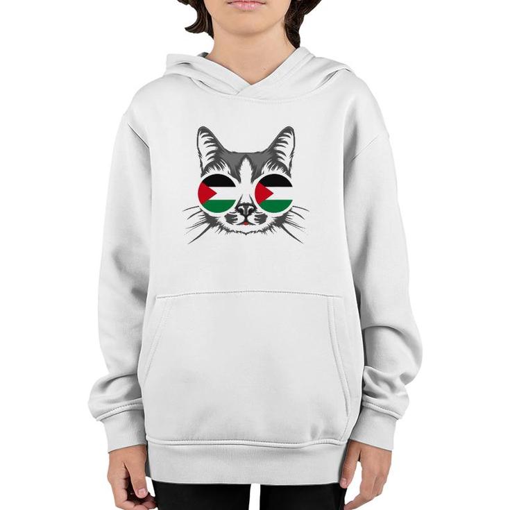 Free Palestine Flag Palestinian Gaza Cat Gift Youth Hoodie | Seseable