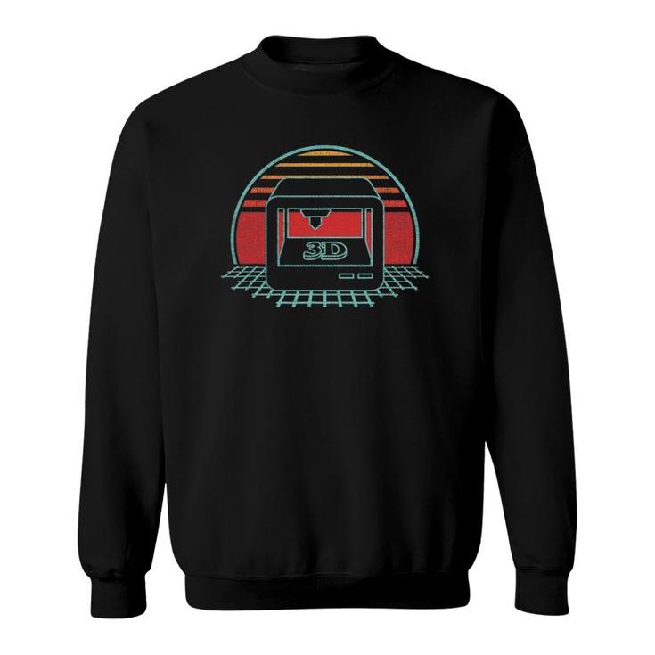 3D Printer Printing Sunset Retro Vintage 80S Style Sweatshirt - Seseable