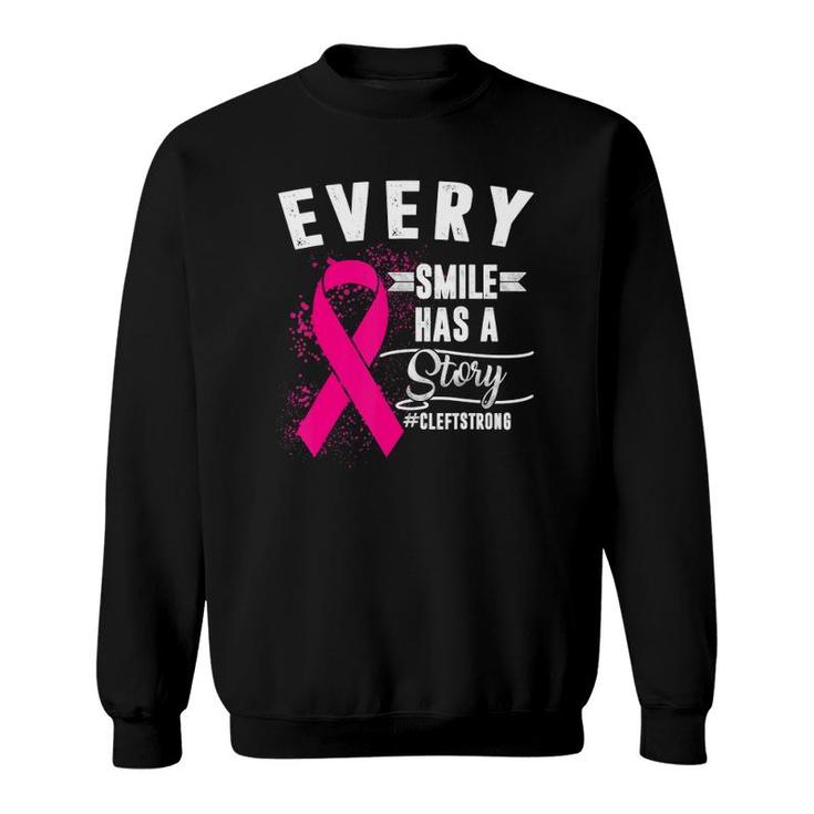 Cleft Lip And Palate Awareness Week Smile Strong Pink Ribbon Sweatshirt ...