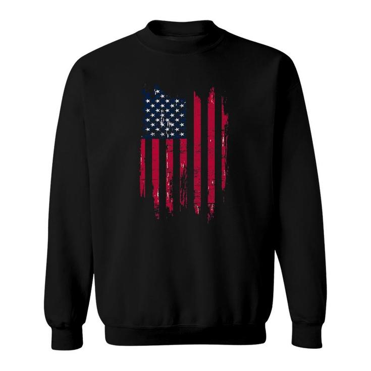 Distressed American Flag Stars Stripes Weathered Usa Sweatshirt - Seseable
