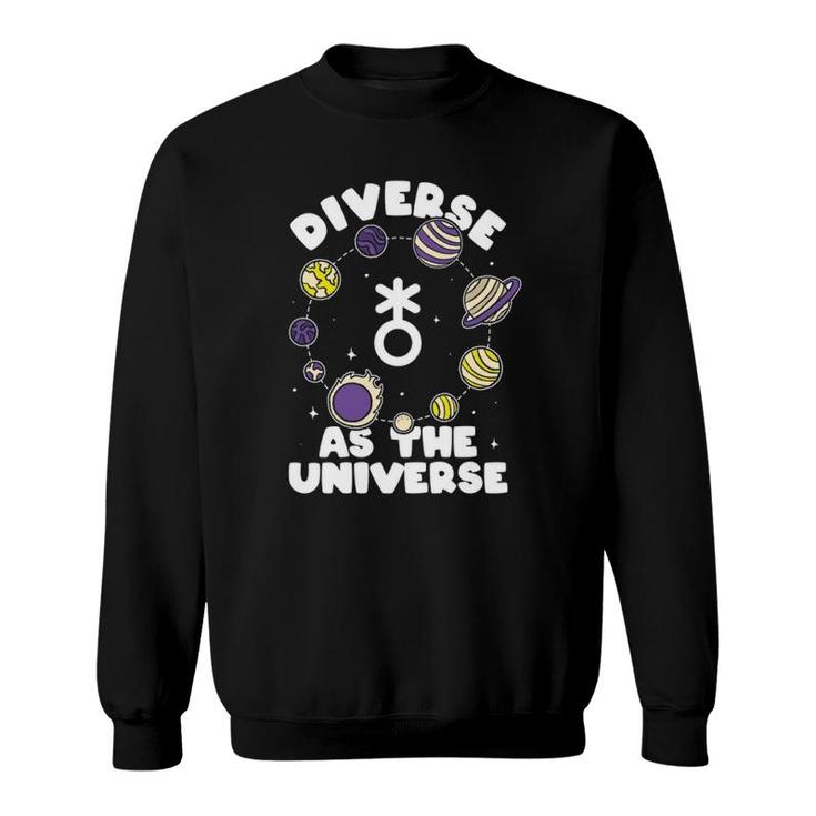 Genderqueer Planet Diverse As The Universe Non Binary Flag Sweatshirt ...