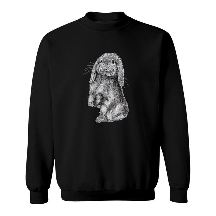 Lop Eared Bunny Rabbit Sitting Drawing Sweatshirt | Mazezy