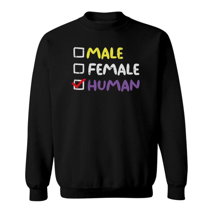 Male Female Human Checkbox Lgbtq Non-Binary Flag Genderqueer Sweatshirt ...