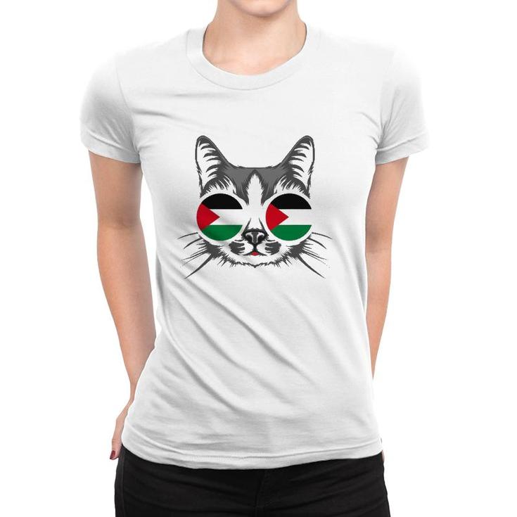 Free Palestine Flag Palestinian Gaza Cat Gift Women T-shirt - Seseable