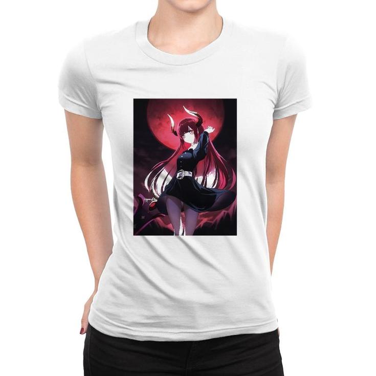 Waifu Anime Girl Aesthetic Japanese Demon Girl Moon Women T Shirt Mazezy