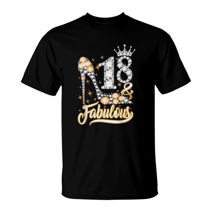 18 & Fabulous 18 Years Old 18Th Birthday Diamond Crown T-Shirt - Seseable