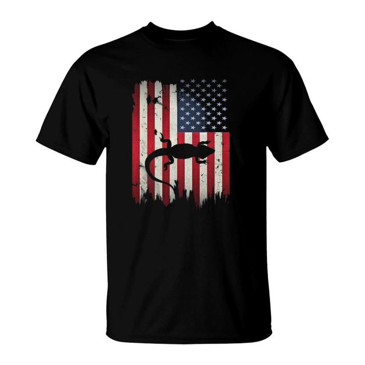 Bearded Dragon Usa American Flag 4Th Of July Lizard Gift T-Shirt | Seseable