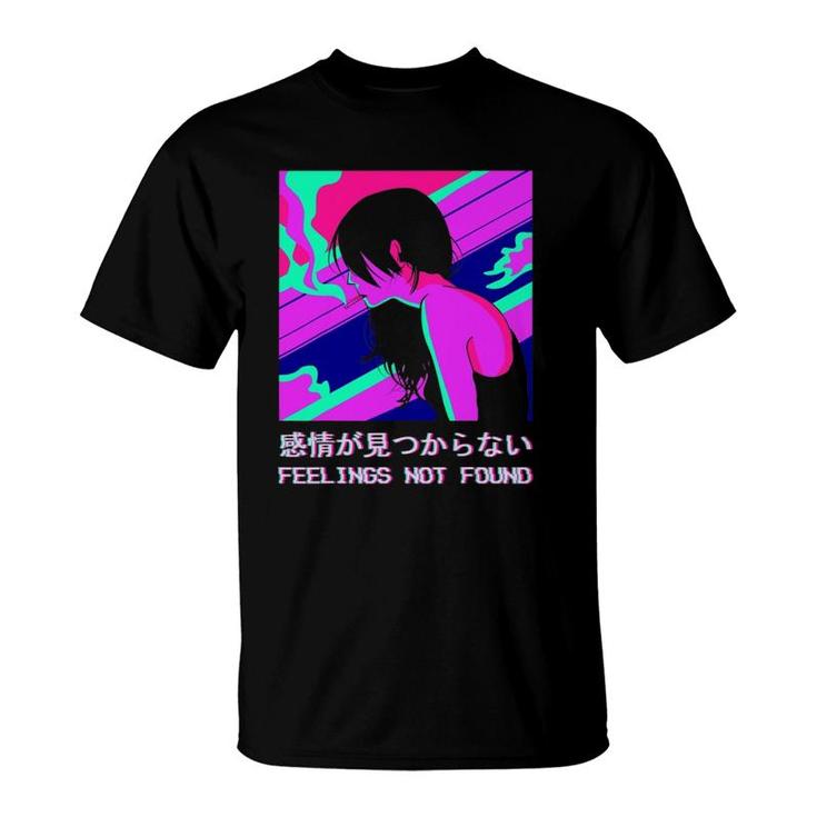 Feelings Not Found Lofi Anime Girl Vaporwave Aesthetic T-Shirt | Mazezy