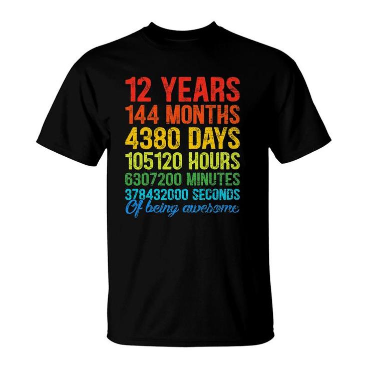 Retro 12 Years Old Vintage 12Th Birthday Decorations T-Shirt - Seseable