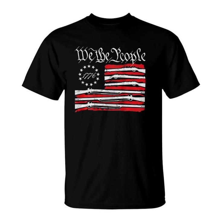 We The People Gun Rights American Flag 4Th Of July On Back T-Shirt ...