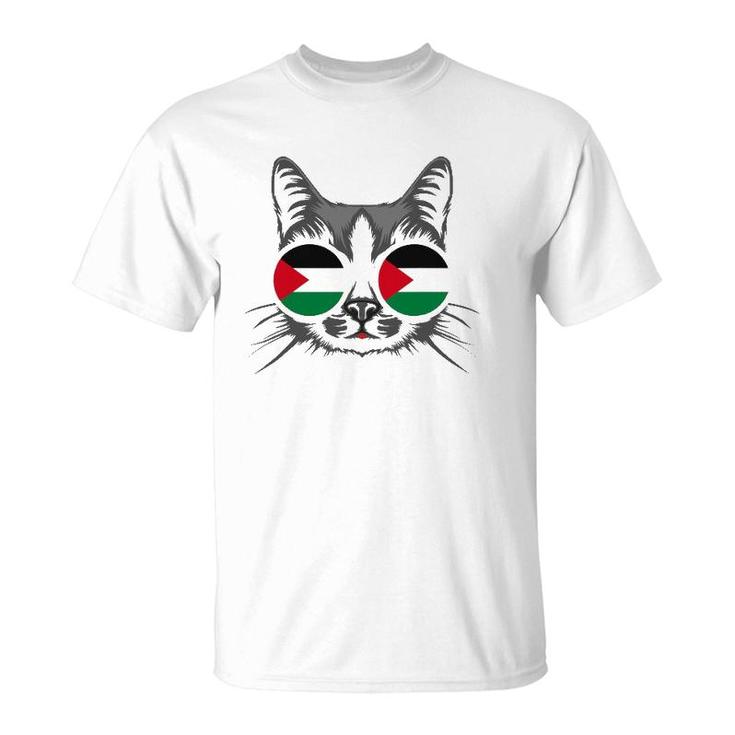 Free Palestine Flag Palestinian Gaza Cat Gift Women T-shirt - Seseable