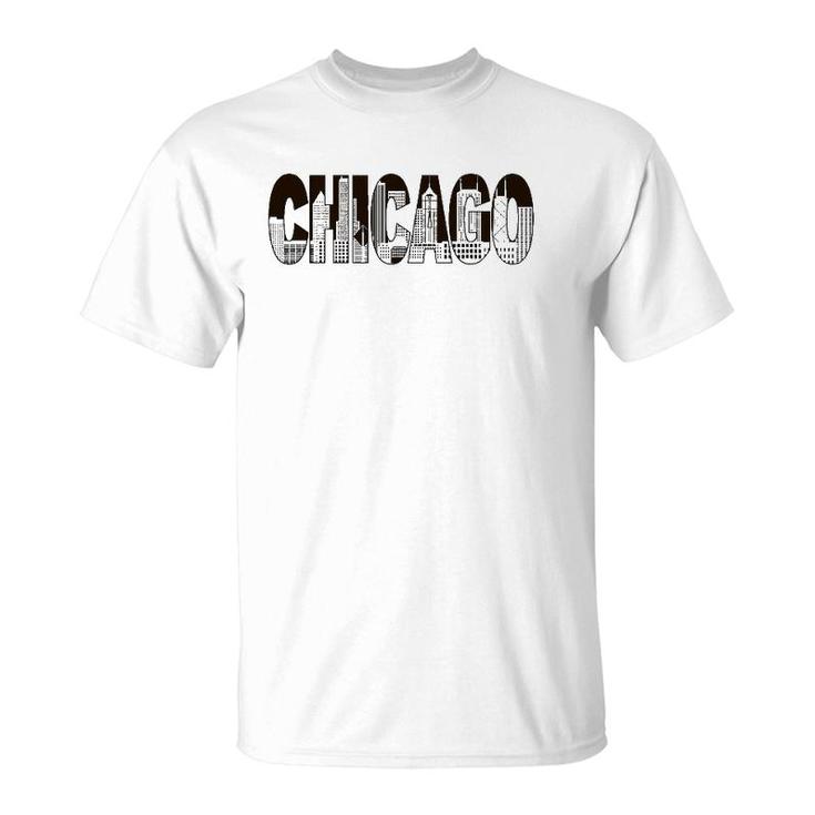 I Love Chicago Skylinestylish Graphic Design Gift T-Shirt | Mazezy